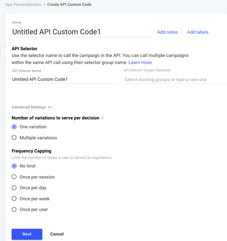 API Custom Code Campaigns for Apps – Dynamic Yield Knowledge Base