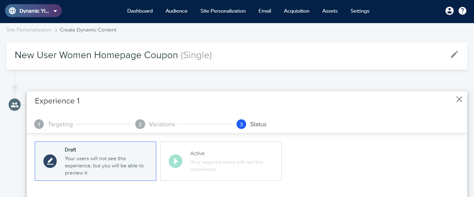 Campagne di salvataggio e pubblicazione – Dynamic Yield Base di Conoscenza