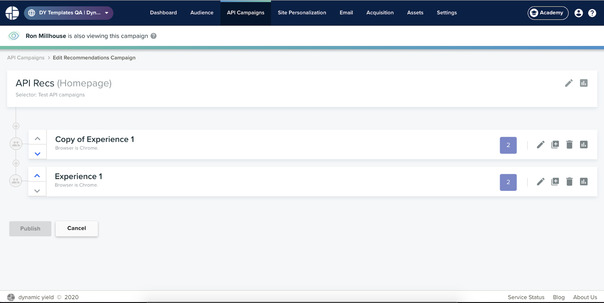 Multiple Users Working on One Campaign – Dynamic Yield Knowledge Base