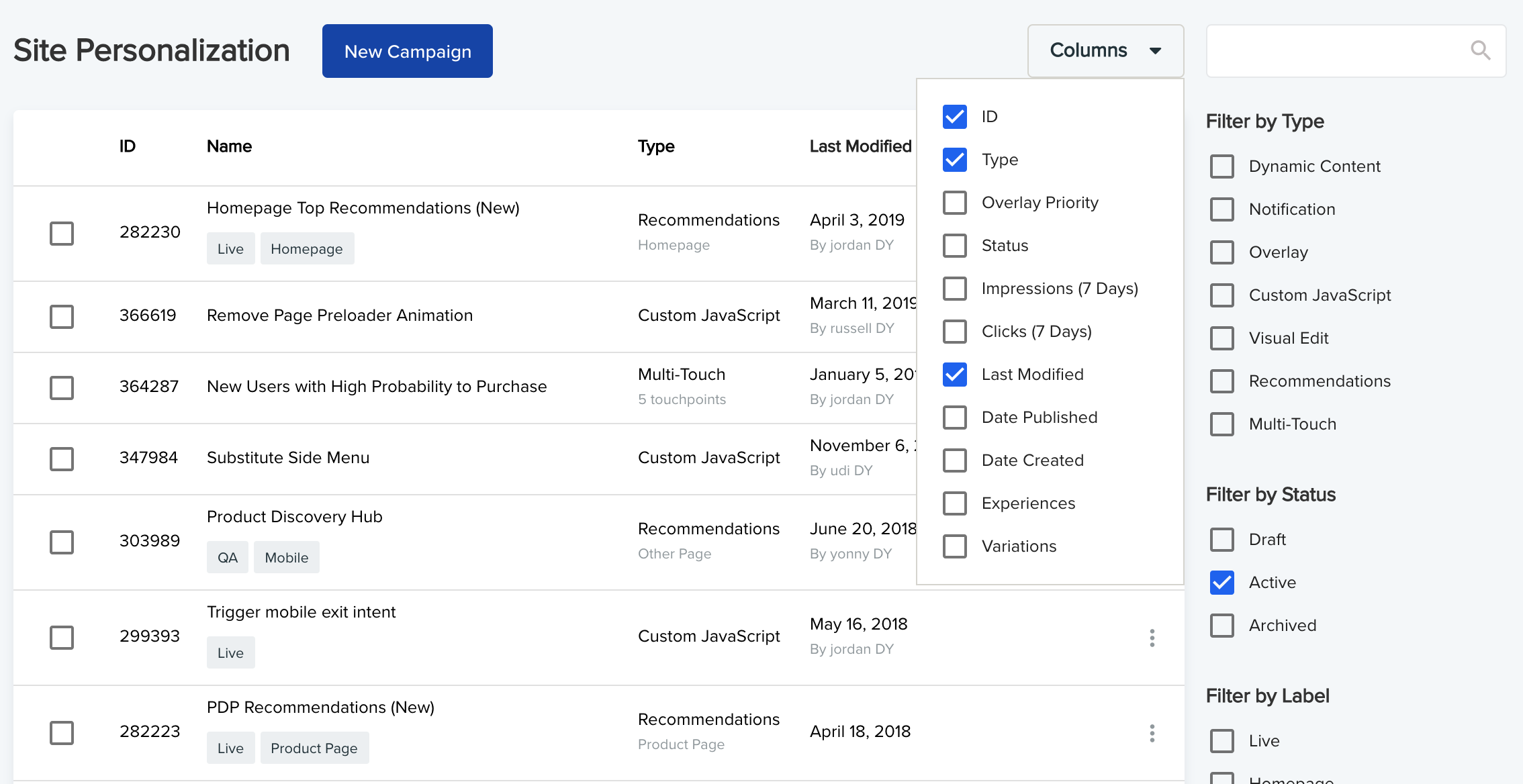 Campanhas de Código Personalizado do Web Personalization (baseadas em script) – Dynamic Yield ...