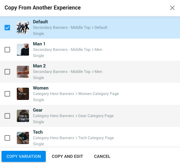 Creating Variations – Dynamic Yield Knowledge Base