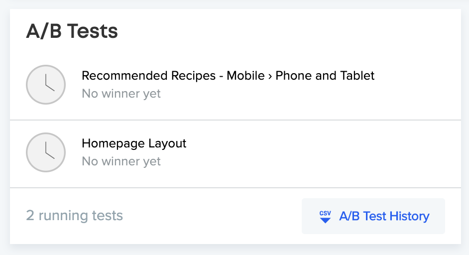 A/B Test History Report – Dynamic Yield Knowledge Base