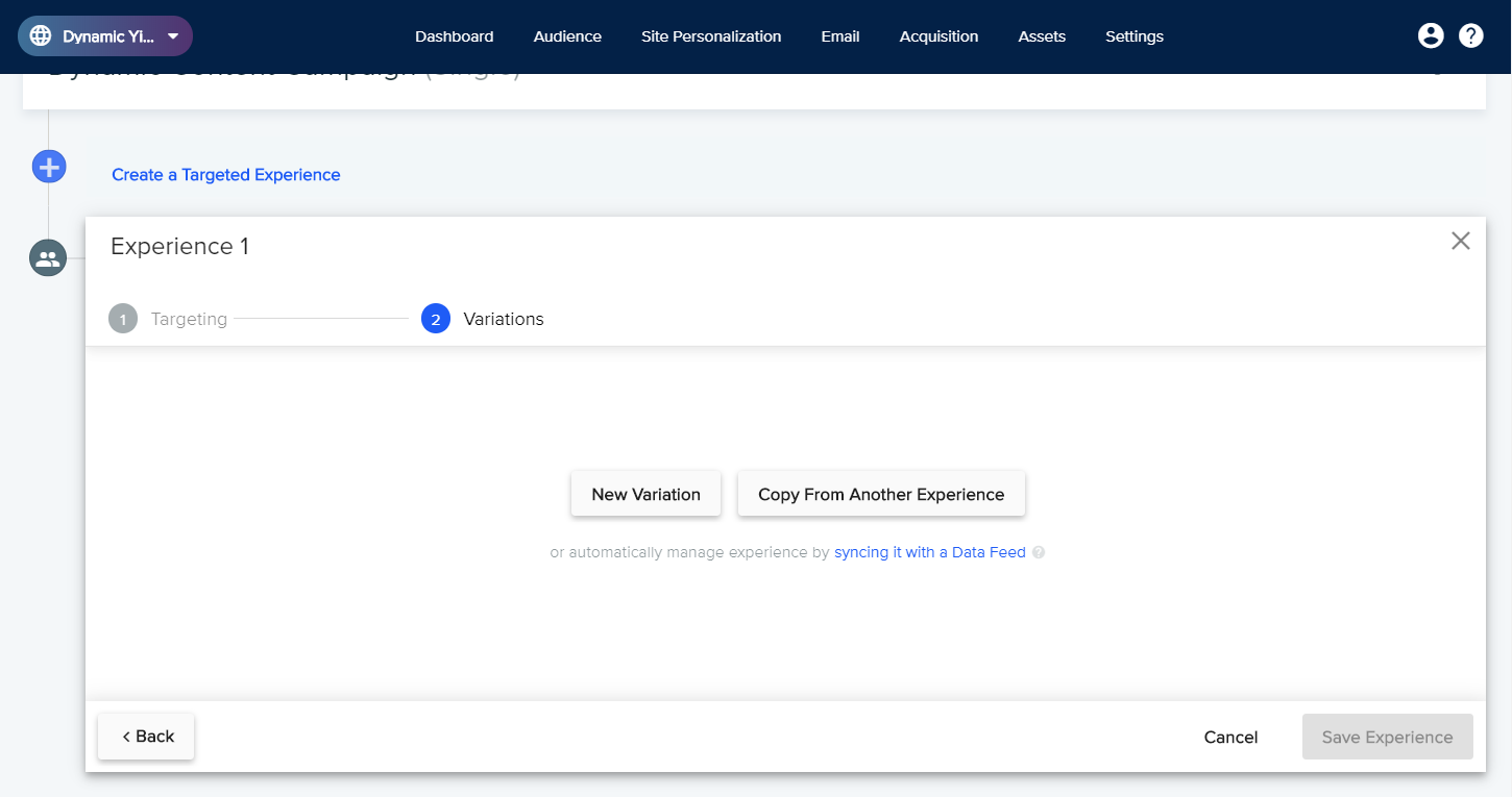 Creating Variations – Dynamic Yield Knowledge Base